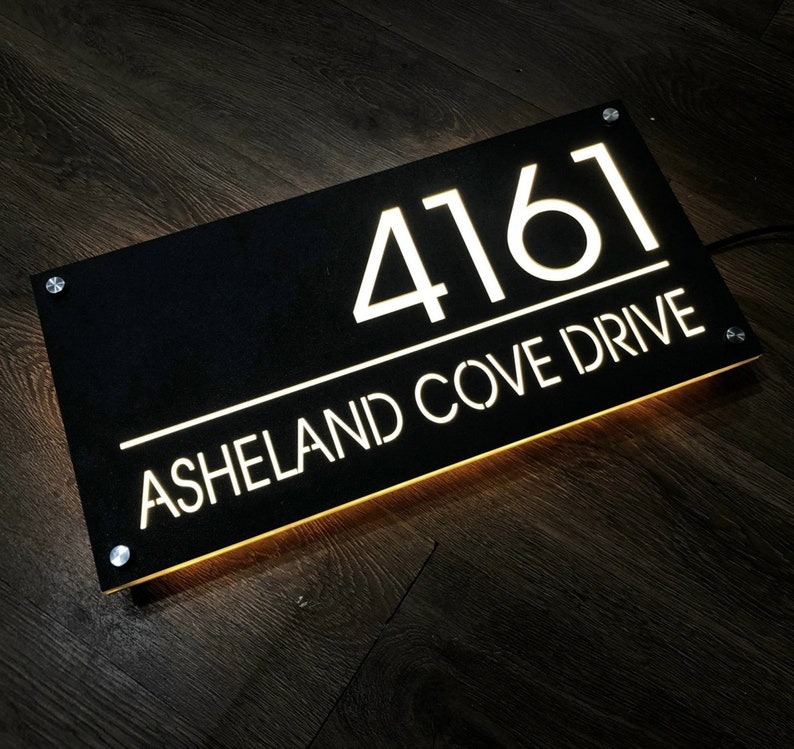 Illuminated House Sign Modern LED House Number Vertical - Etsy