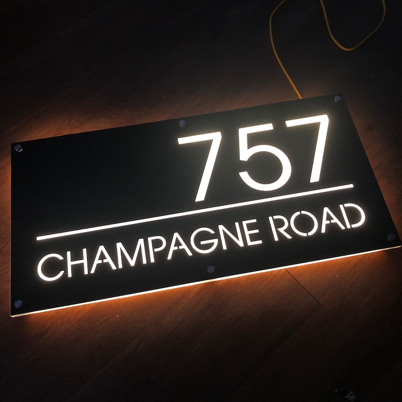 Illuminated House Sign Modern ,LED House Number, Vertical Address ...