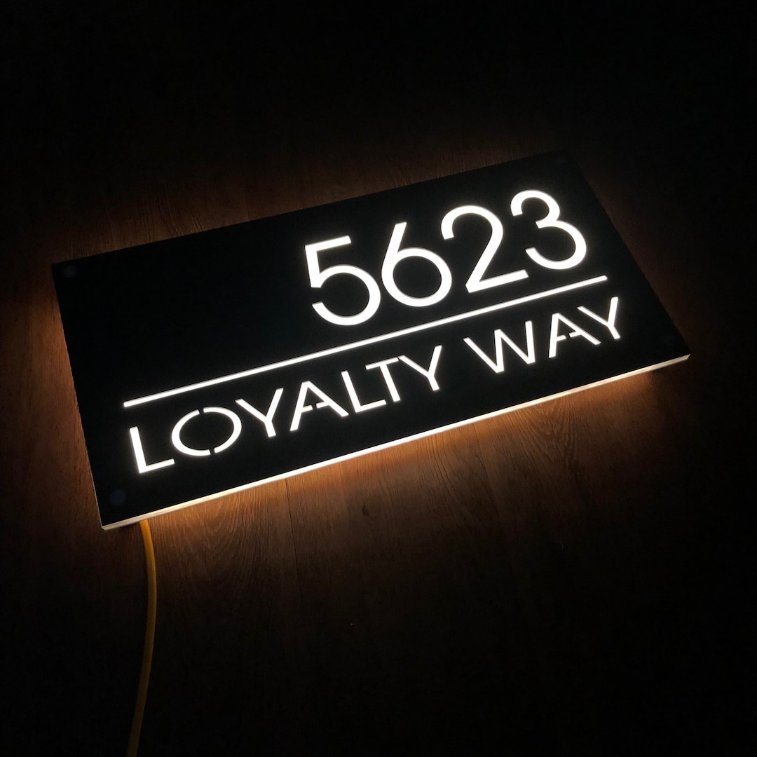 Illuminated House Sign Modern ,LED House Number, Vertical Address ...