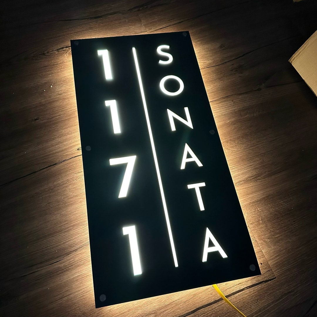 Personalized Address Plaque, Illuminated House Sign Modern ,LED House ...