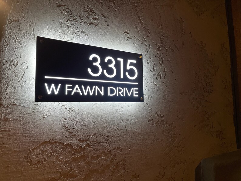 Custom LED House Number Illuminated House Sign Modern LED - Etsy
