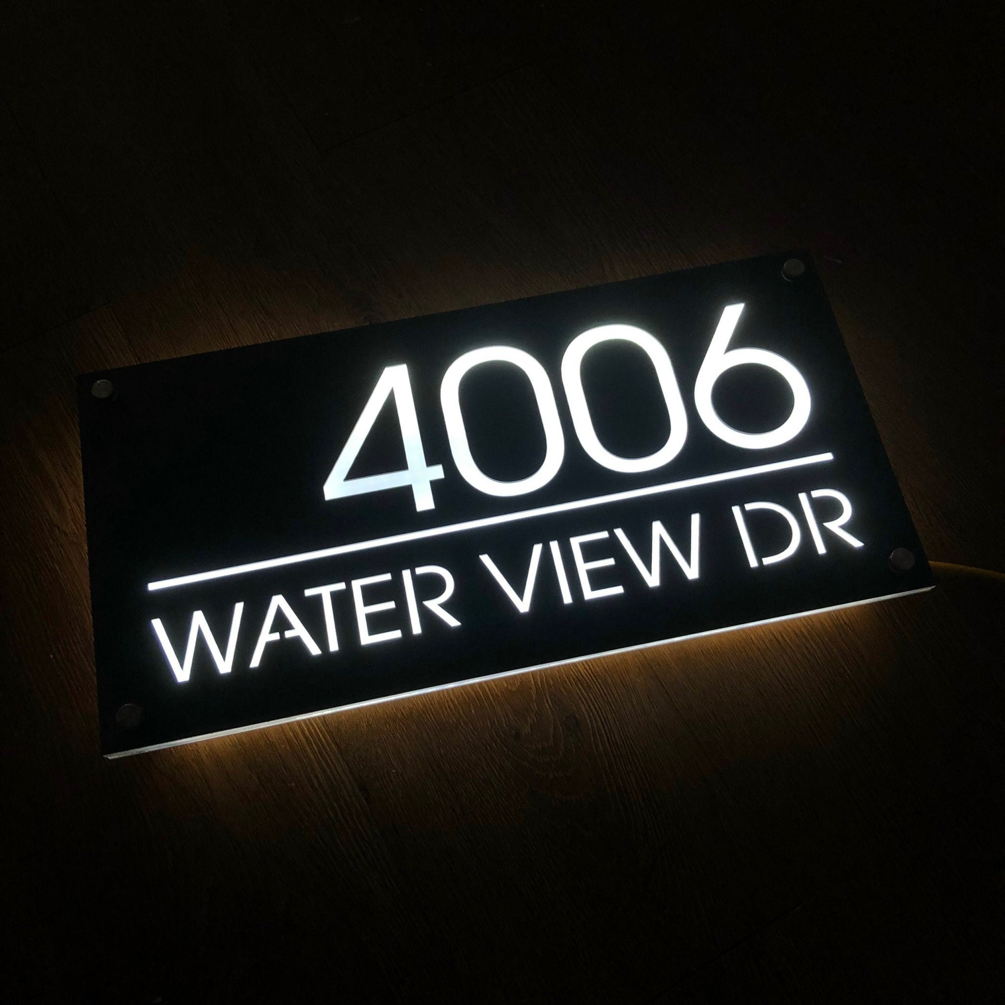 House Numbers Sign Horizontal Modern Light, Illuminated House Sign ...