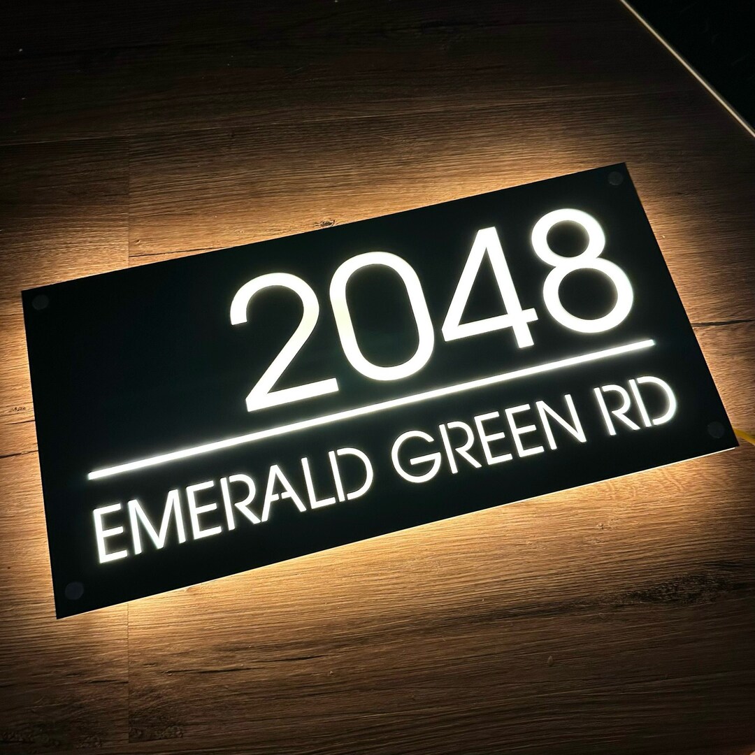 Personalized Address Plaque, Custom House Number Sign, LED House Number ...