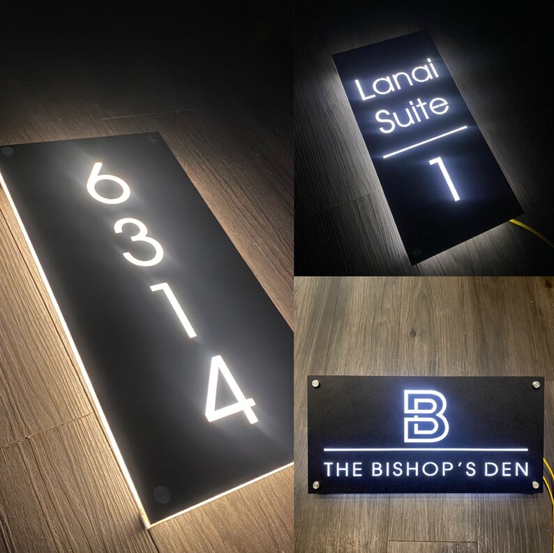 Custom LED House Number Illuminated House Sign Modern LED - Etsy