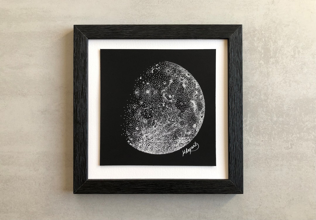 In the Shade Original Illustration of the Moon, Moon Phase, Cosmic ...