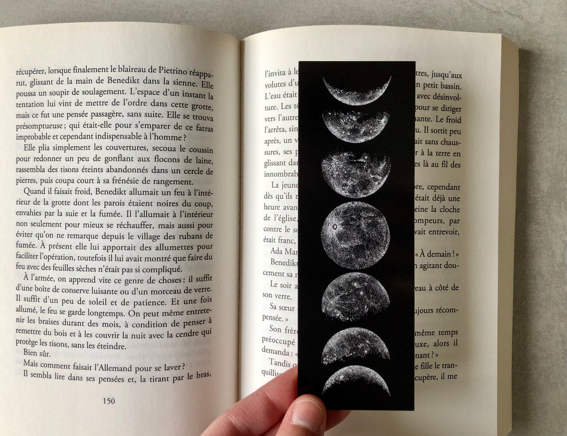 Illustrated Bookmarks Moons Phases of the Moon Handmade in - Etsy