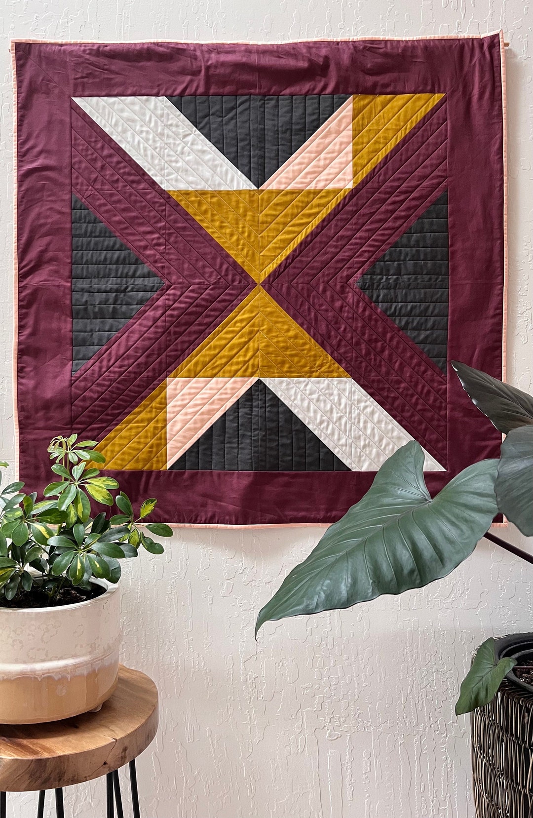 Modern Quilted Wall Hanging Geometric Block Color Wall Art Minimalist ...
