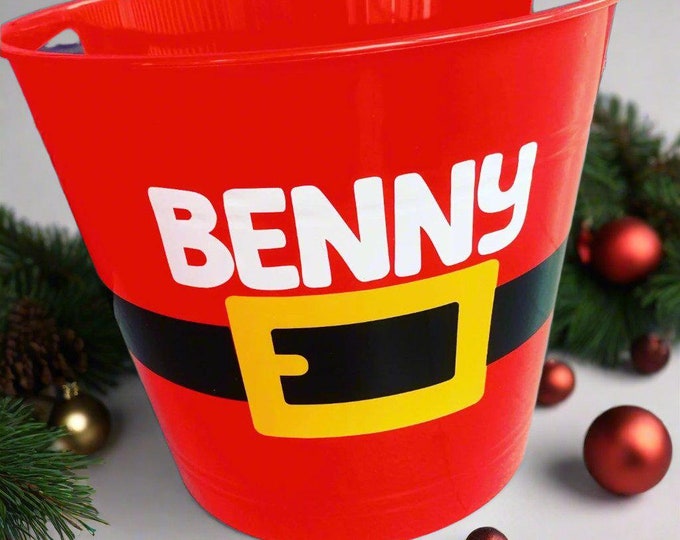 Santa Bucket, Santa Belt Buckle, Personalized Christmas, Christmas Eve ...