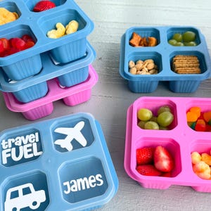 Travel Snack Box + 4 Compartments | Airplane Snack Box, Road Trip Treat ...