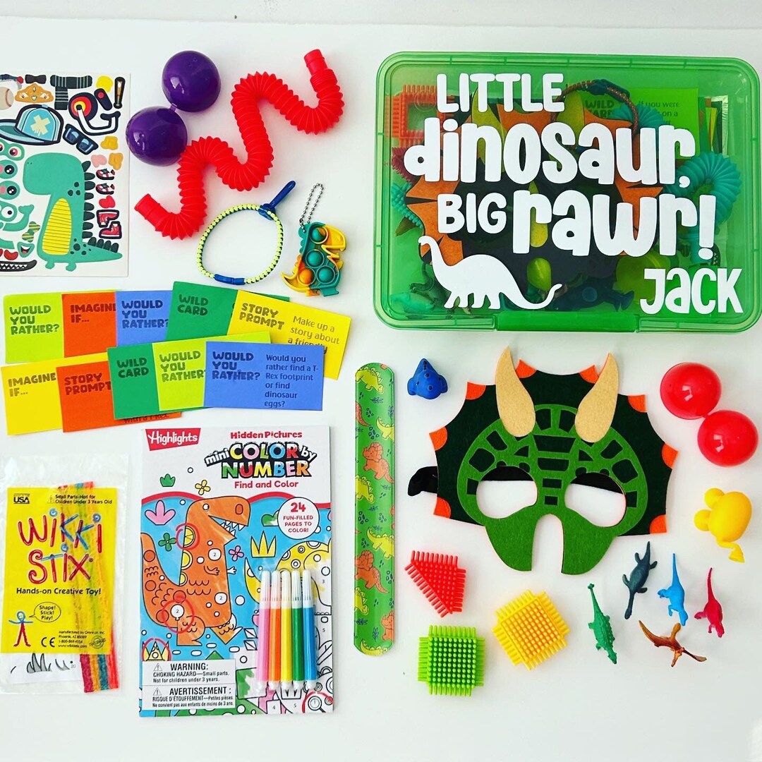 DINOSAUR Activity Kit Travel Busy Box for Kids Toddler Sensory ...