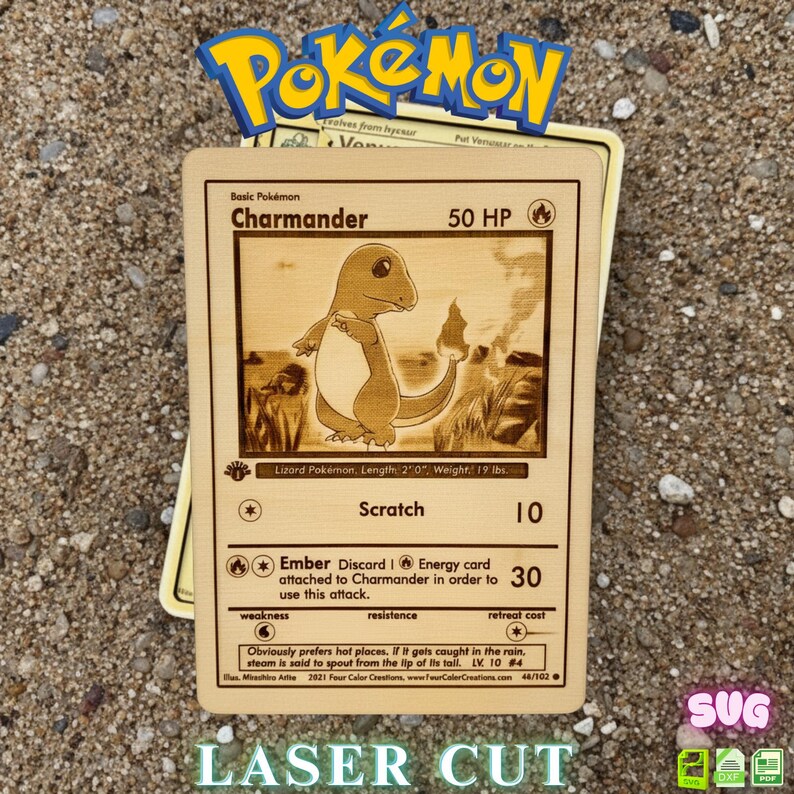 Charmander Multilayer Laser Cut SVG DXF | 3D Layered Pokémon Card ...