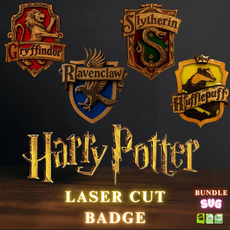 Harry Potter Laser Cut Mega Bundle SVG | Hogwarts Castle, Crests ...