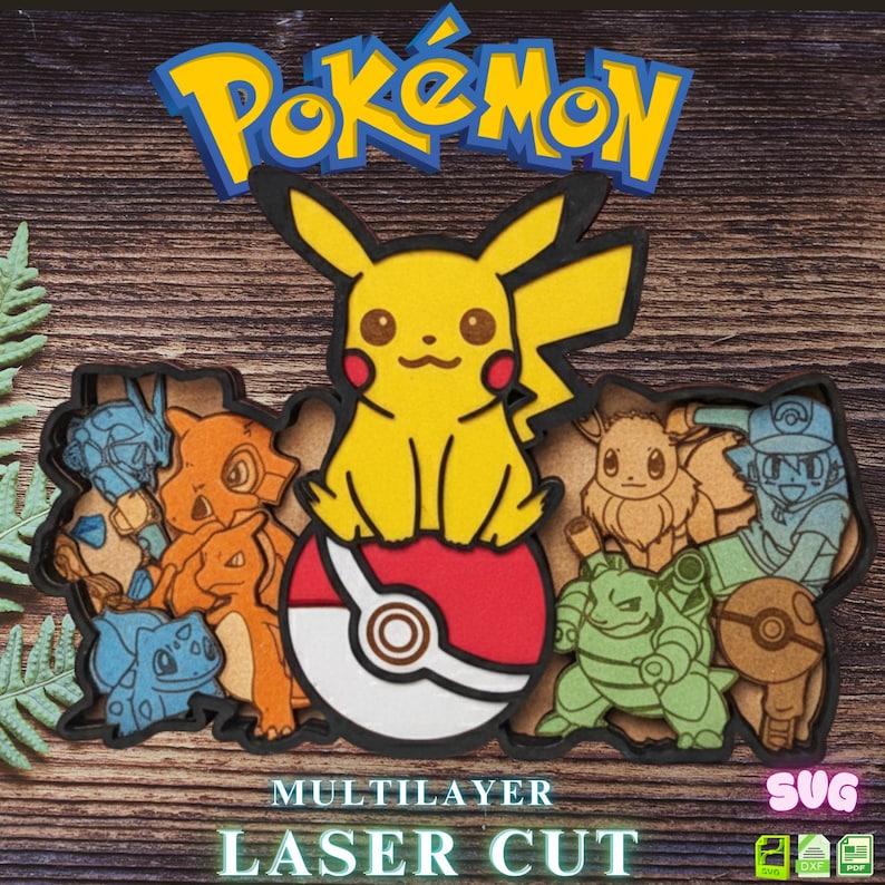 Pokemon Mega Bundle SVG | Laser Cut Files, Pikachu, Pokeball, Card ...