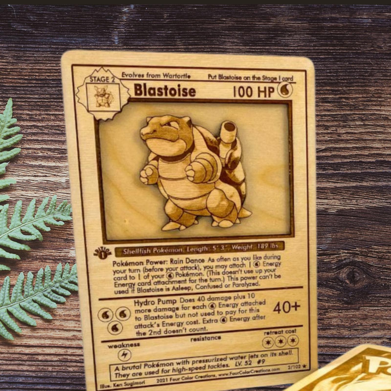 Blastoise Pokémon Laser Cut Wooden Card | Multilayer 3D Engraved ...