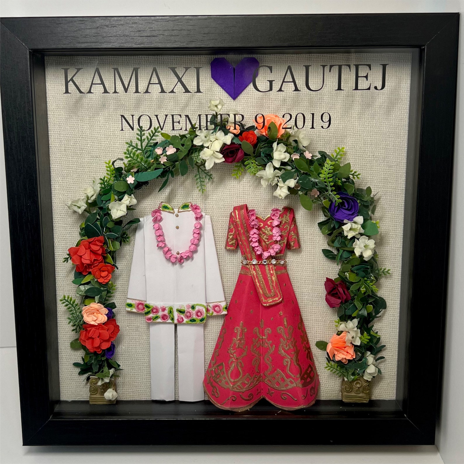 Personalized Bride and Groom Frame Paper Anniversary Gift - Etsy