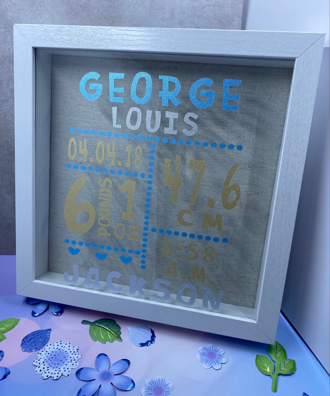 Custom Baby Stats Shadow Box - Etsy