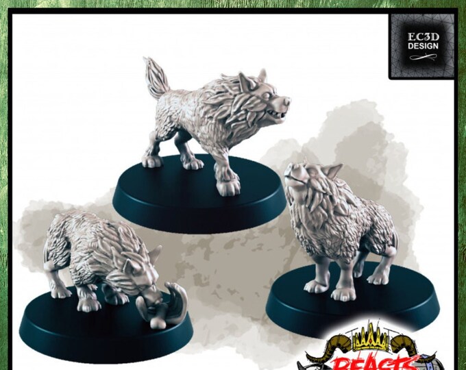 Wolf Pack - by EC3D Designs (miniatures for Wargames or Rpg's - D&D, Pathfinder, Frostgrave) - Etsy