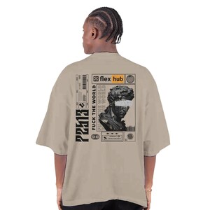 Flex Hub Men's Oversized Drop-shoulder Crewneck T-shirt | Graphic Gym ...