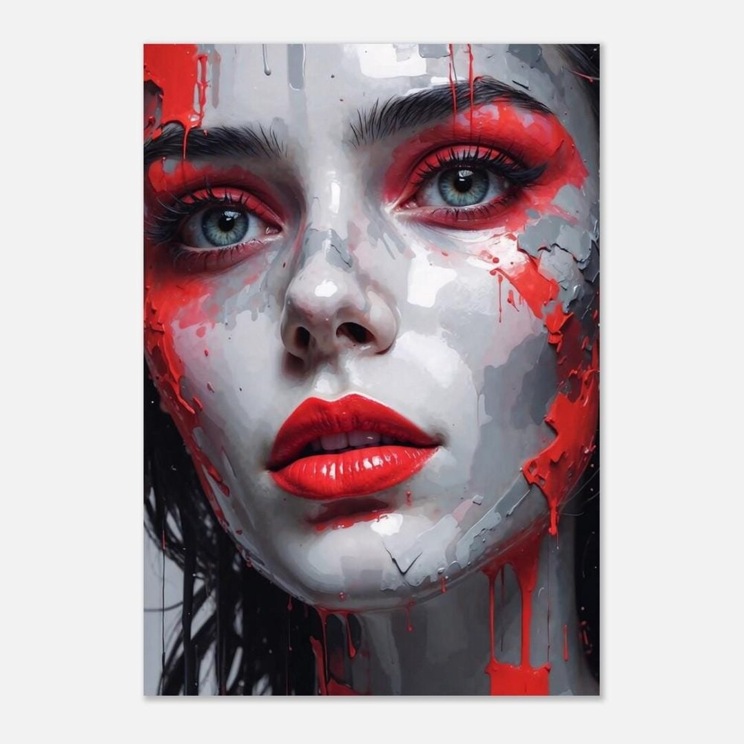 Bold Emotions Poster | Red and Gray Abstract Art Print | Modern Wall ...