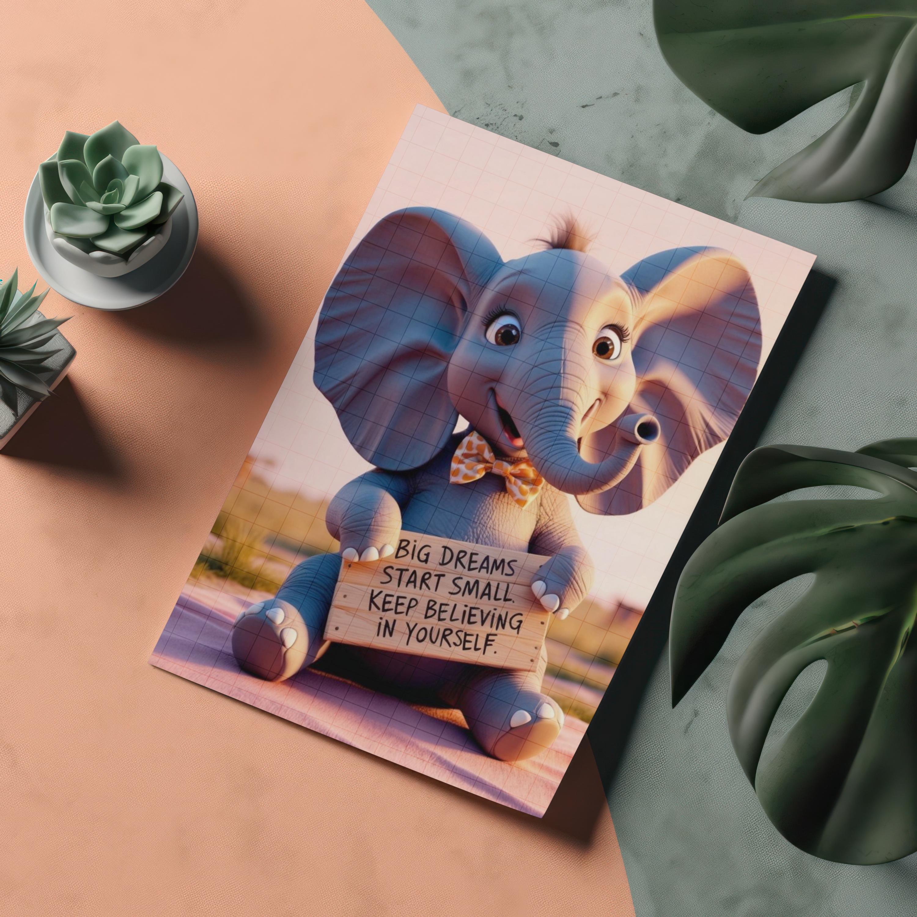 Elephant Inspirational Quote Art - 'big Dreams' Digital Poster, Perfect ...