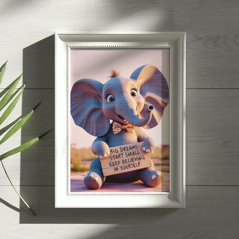 Elephant Inspirational Quote Art - 'big Dreams' Digital Poster, Perfect ...