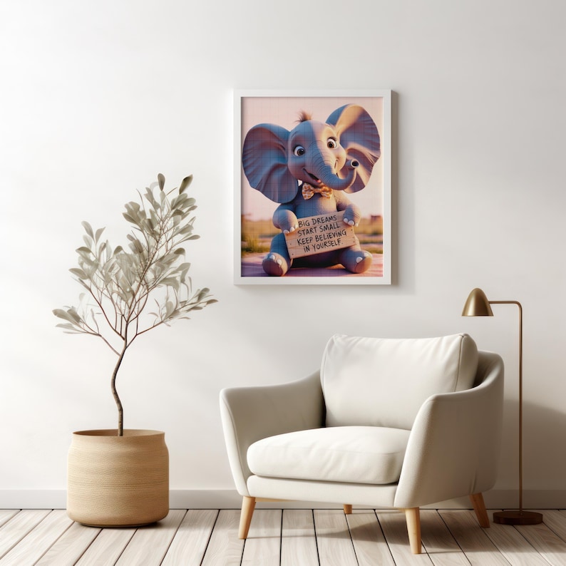 Elephant Inspirational Quote Art 'big Dreams' Digital Poster, Perfect ...