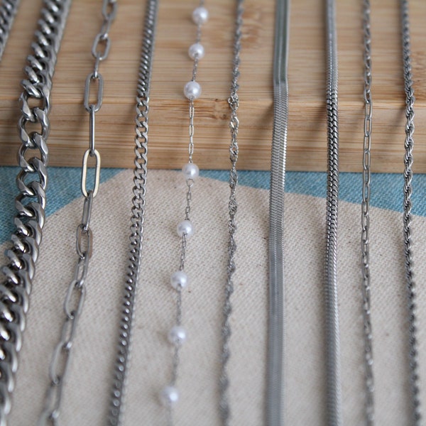 Silver Chain Necklace - Etsy