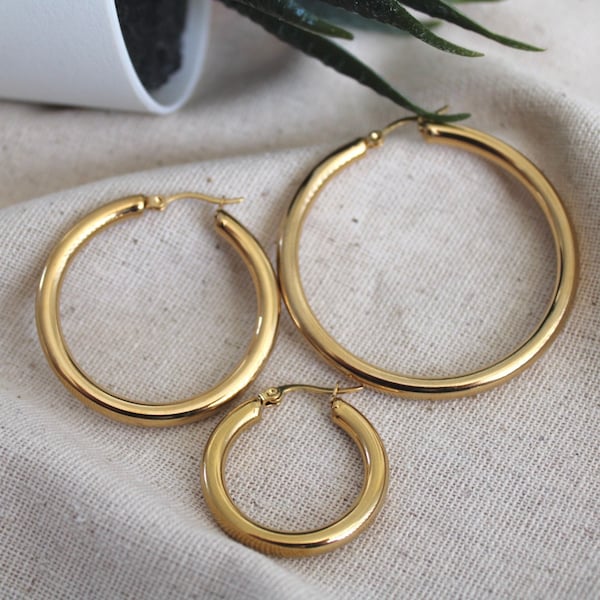 Large Gold Hoop Earrings - Etsy