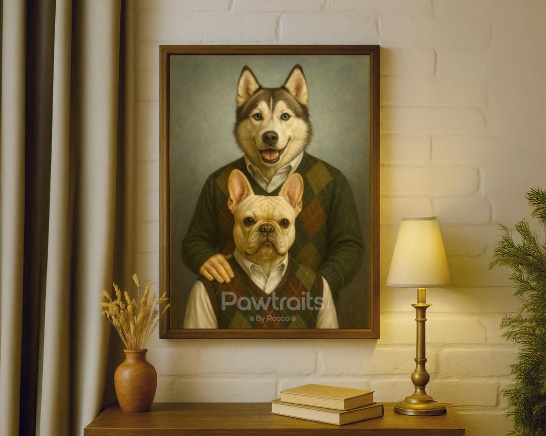 Custom Pet Portrait of Two Dogs, Stepbrothers 2 Pets Portrait From ...
