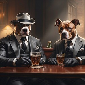 Custom 2 Pets Portrait, Dogs in a Speakeasy, Mafia Dogs Portrait, 2 ...