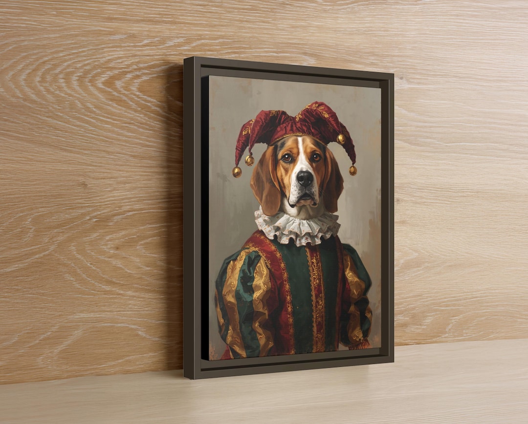 Custom Jester Pet Portrait, Personalized Dog Artwork in Funny Jester ...