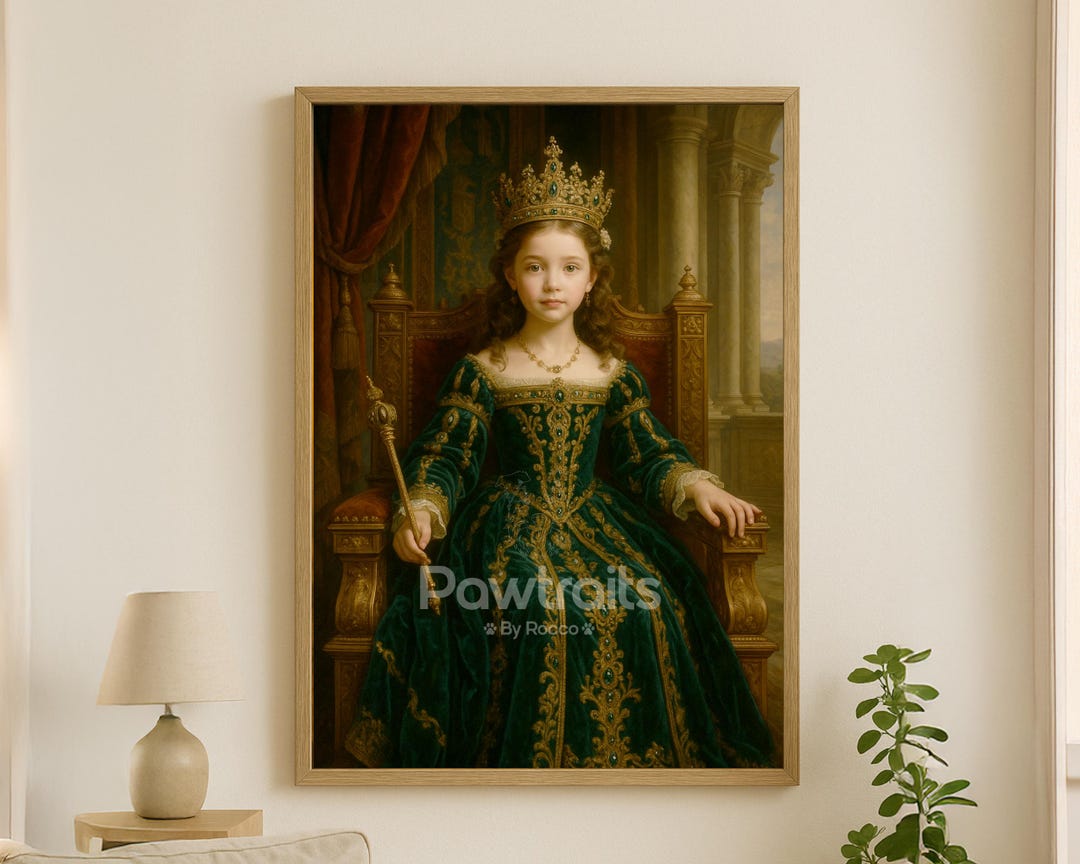 Royal Girl Portrait Canvas Art Wall Decoration Throne Picture Custom ...