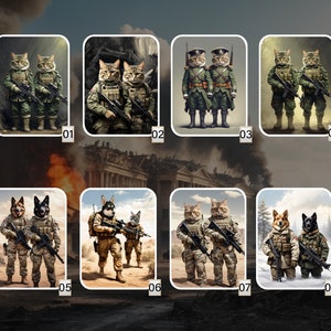 Custom 2 Pets Portrait, Custom Military Pet Portrait, Marine Gift, Army ...