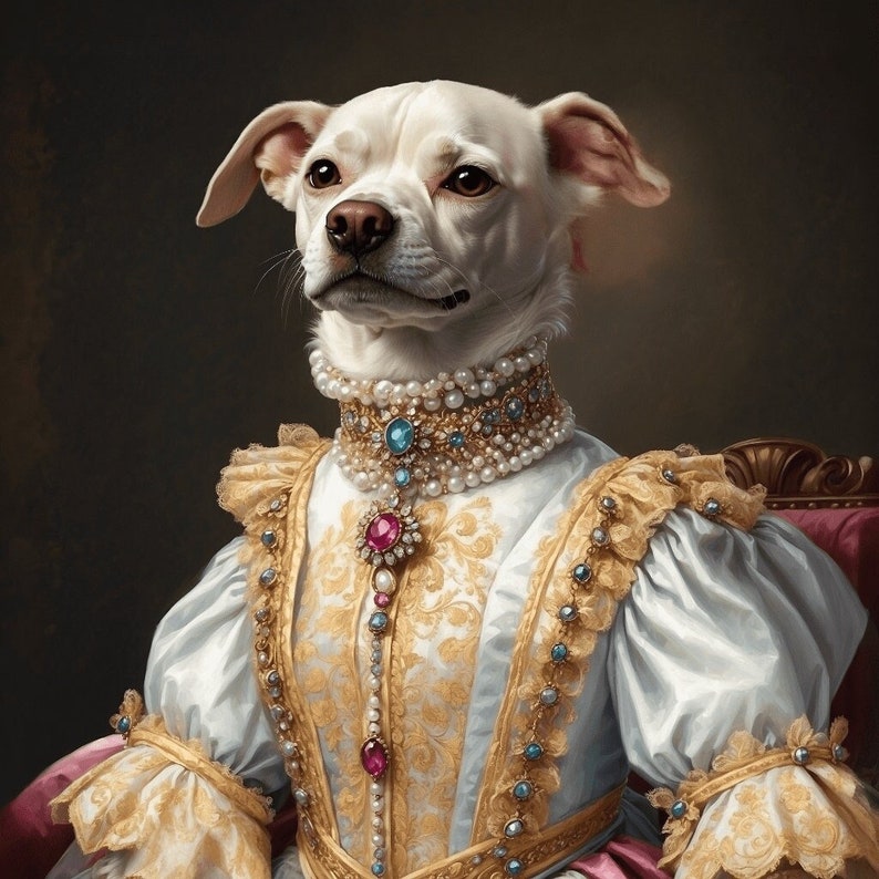 Princess Custom Pet Portrait Renaissance Dog Portrait - Etsy