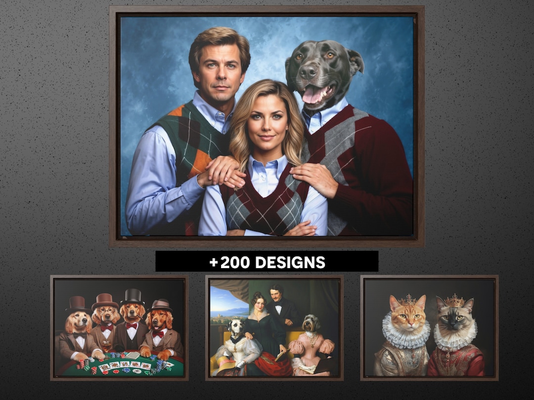 Pet Portrait, Family and Pet Custom Portrait, Funny Custom Portrait ...