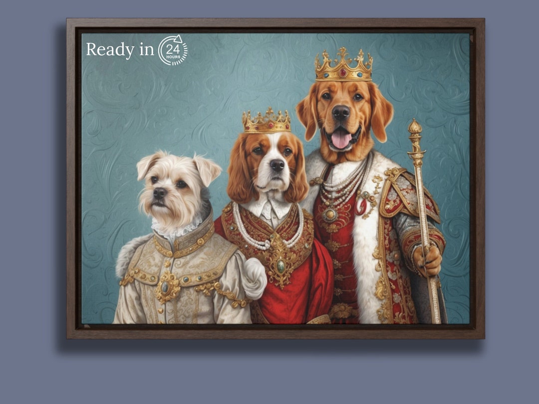 Custom Royal Pet Portrait, 3 Pets Royal Portrait, Multiple Pet Gift ...