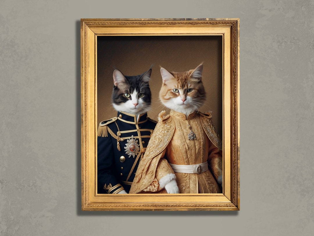 Custom Royal Cat Portrait, Custom Cat Portrait, Pet Couple Gift, Custom ...