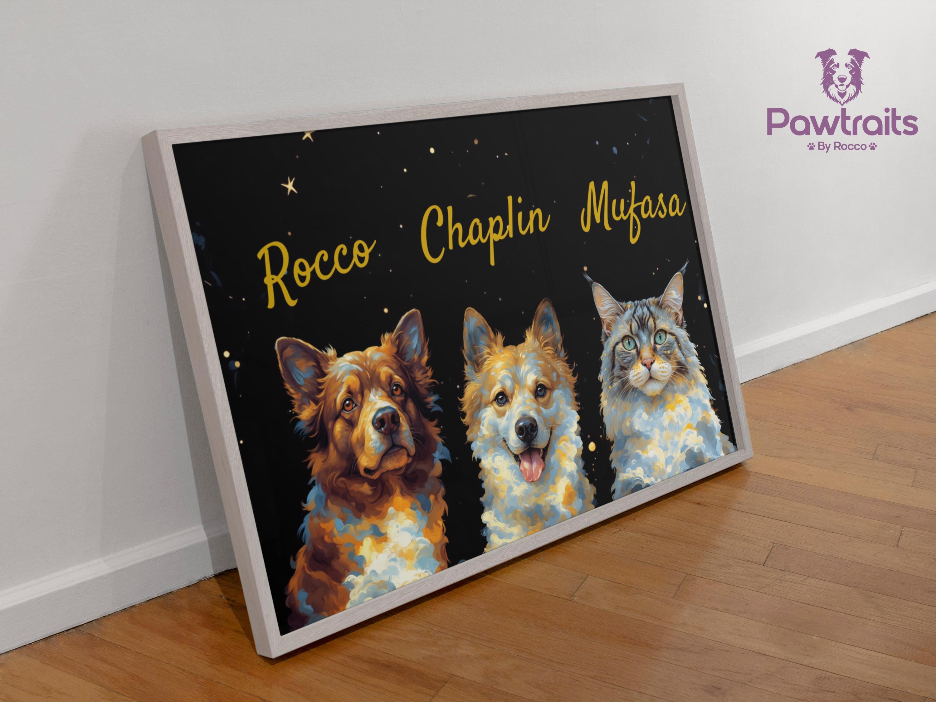 Custom Dog Portrait, Personalized Art for Pet Lovers, Multiple Pets ...