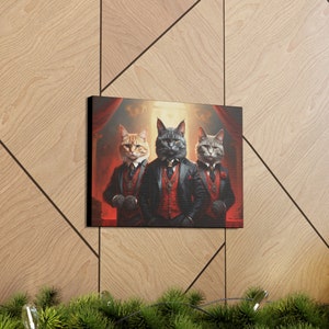 Custom 3 Pets Portrait, Personalized 3 Pets Canvas in Elegant Suit ...
