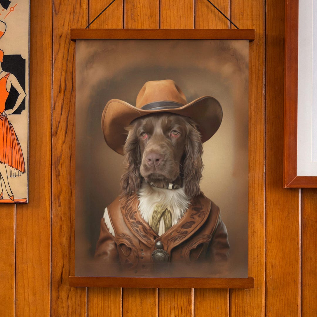 Custom Pet Portrait, Cowboy Dog Portrait, Gift for Him, Funny Dog ...