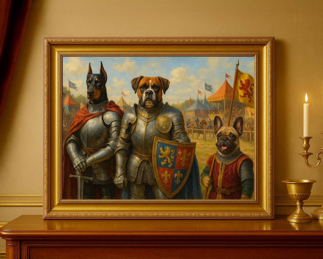 Medieval Pet Knight Portrait – Custom Dog Painting in Armor ...