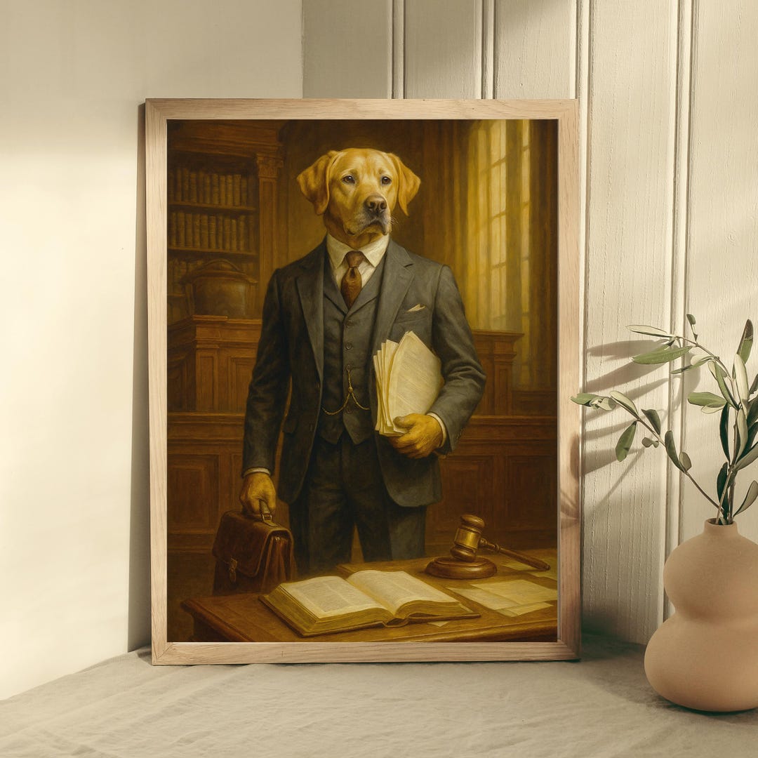 Custom Lawyer Pet Portrait – Personalized Dog or Cat Painting, Dog in ...