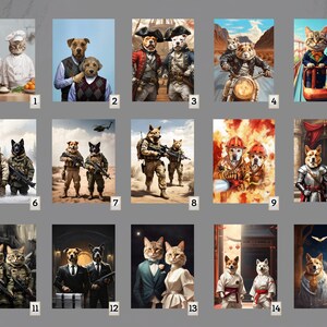Custom Special Soldier 2 Pets Portrait, Canva With 2 Pets Photo, Cat ...