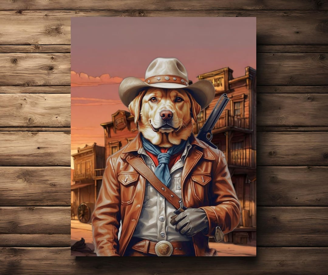 Custom Pet Portrait, Cowboy Pet Portrait, Cat Cowboy Portrait, Cowboy ...