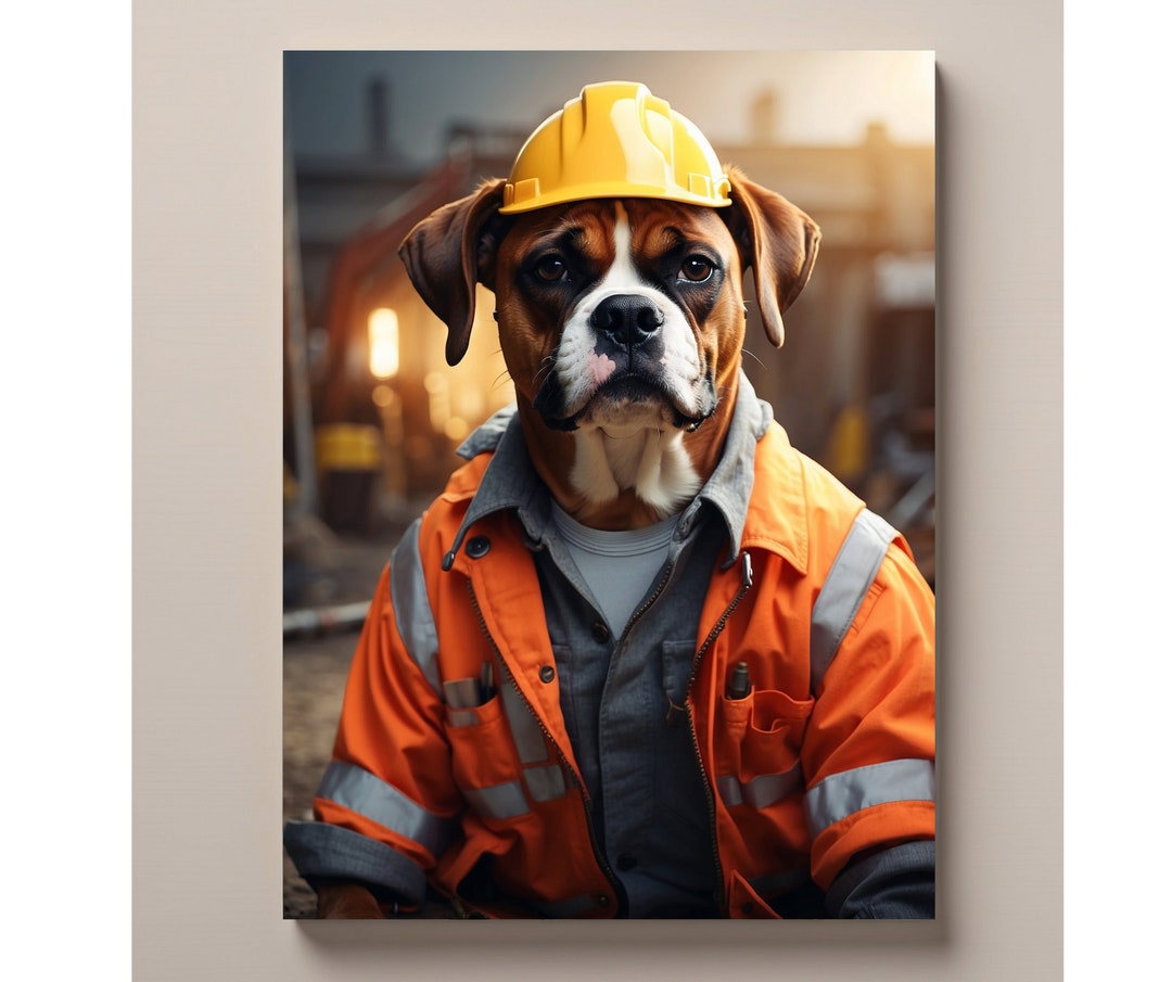 Custom Mason Dog Portrait, Portrait With Pet Photo, Cat With Mason Suit ...