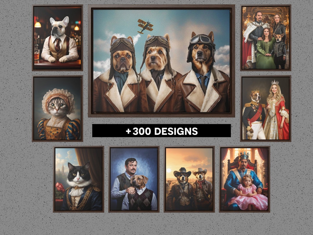 Custom Pet Portrait, Funny Dog Portrait, Family and Pet Portrait ...