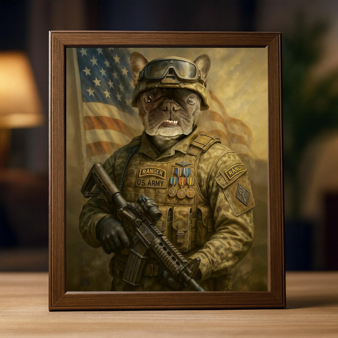 Custom Military Pet Portrait, Portrait With 2 Pets Photo, Cat With ...