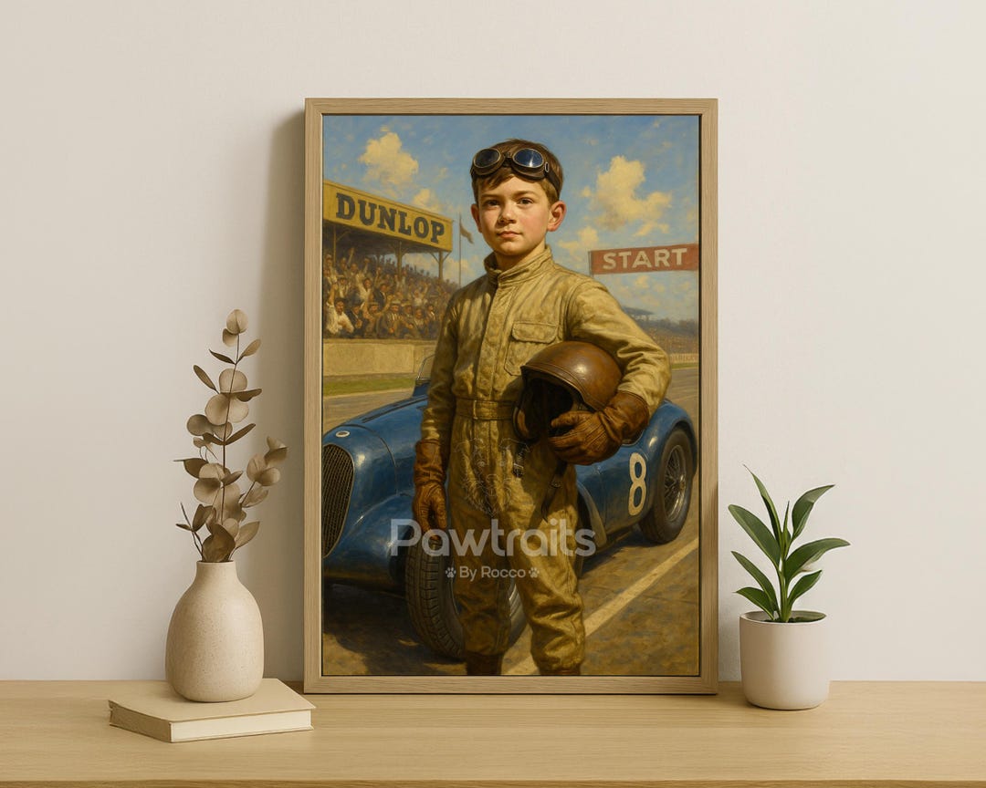 Custom Racing Portrait Retro Style Vintage Driver Canvas Art ...