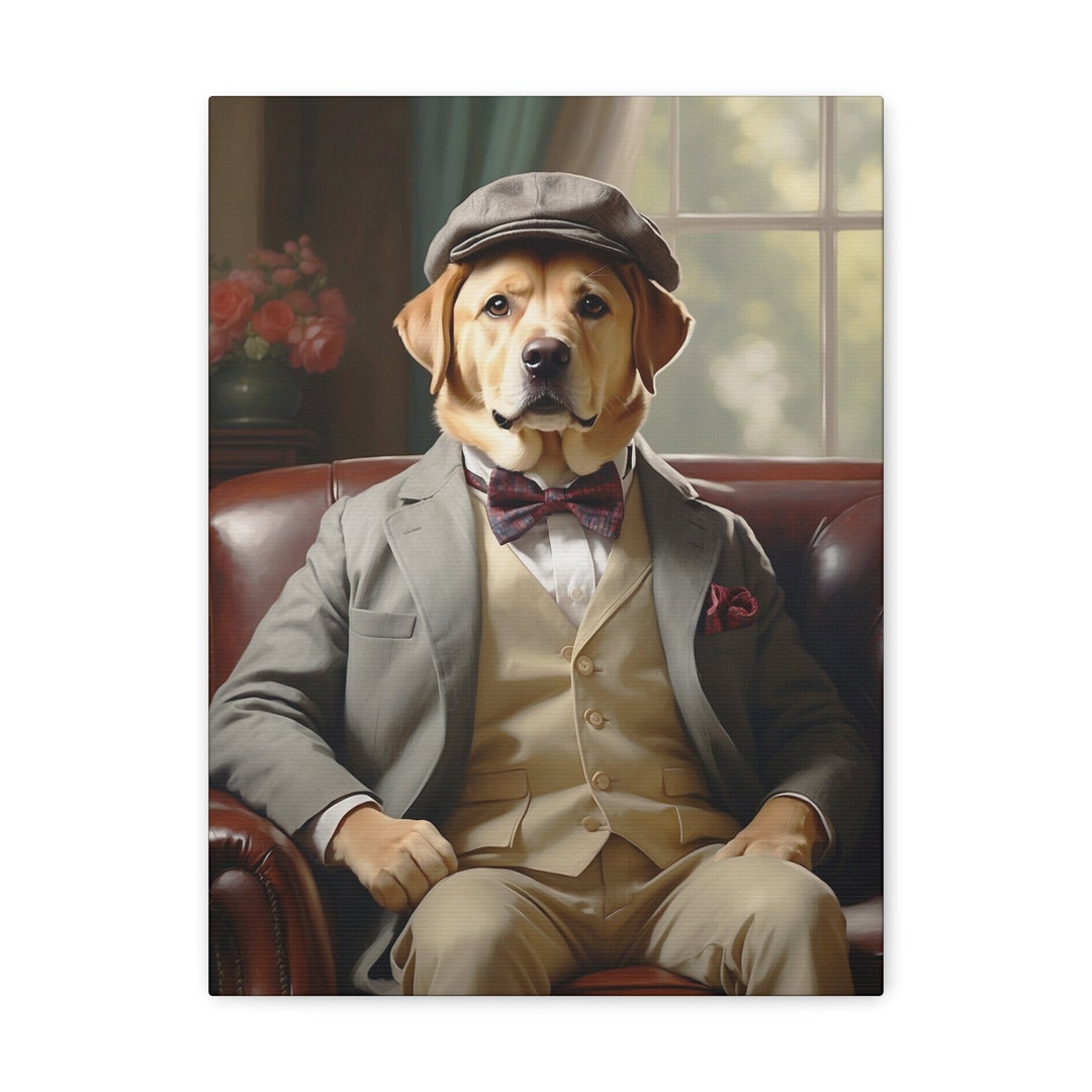 Custom Gentleman Dog Portrait, Gentleman Dog Painting, Personalized Cat ...