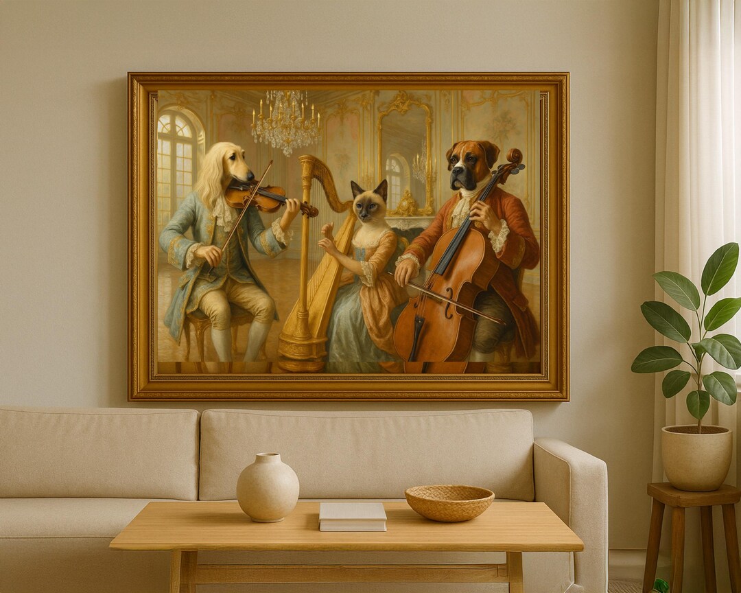 Custom Pet Portrait Rococo Style –classical Animal Orchestra Art ...